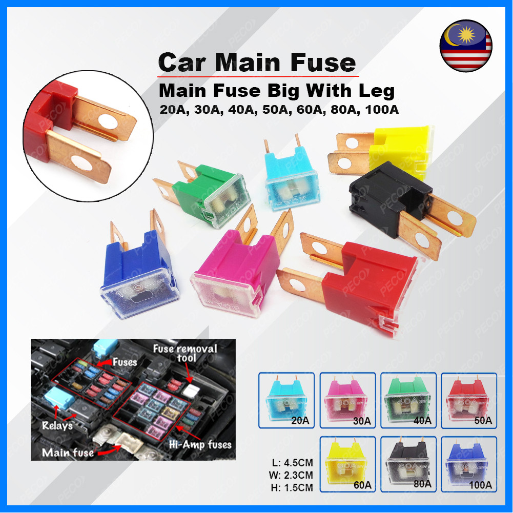 Car Main Fuse (15A ,20A ,25A ,30A ,40A ,50A ,60A ,80A ,100A ) | Shopee ...