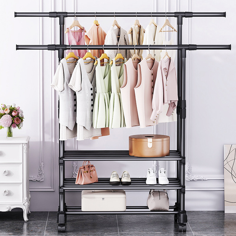 Max 150cm Extractable Double Pole Clothes Rack Cloth Garment Pants ...