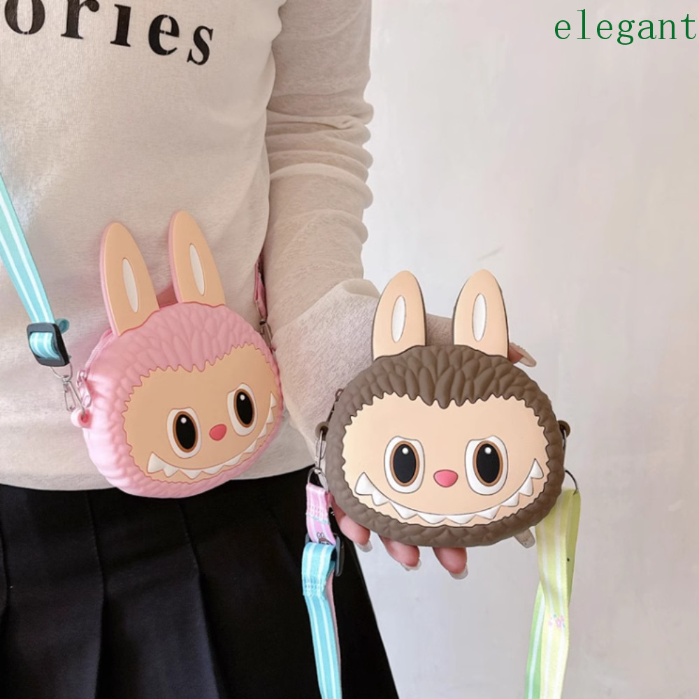 ELEGANT Labubu Coin Pouch, Cute Silicone Silngle Shoulder Bag, Creative ...