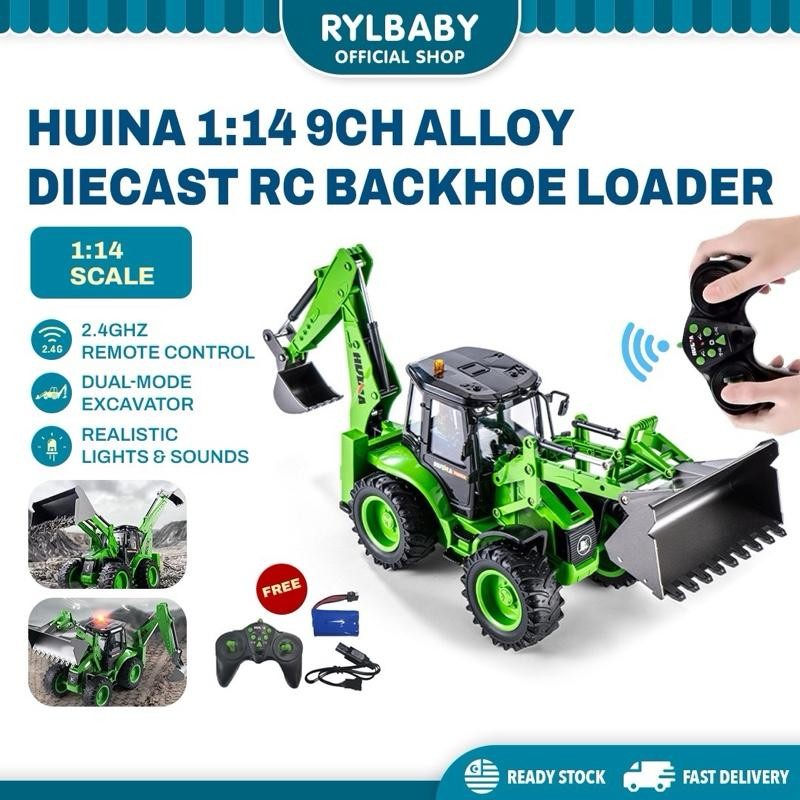 HUINA Diecast Alloy Rc 9 Channel Dual-Directional Excavator Remote ...