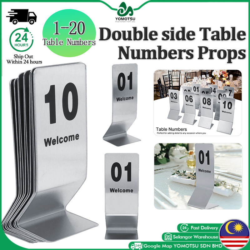 1-20 Double Side Table Numbers Stainless Steel Restaurant Cafe Bar ...
