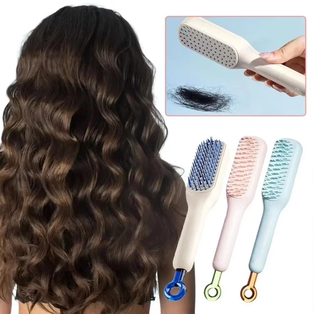 Magic Retractable Comb Self Cleaning Hair Brush One-pull Cleaning Anti ...