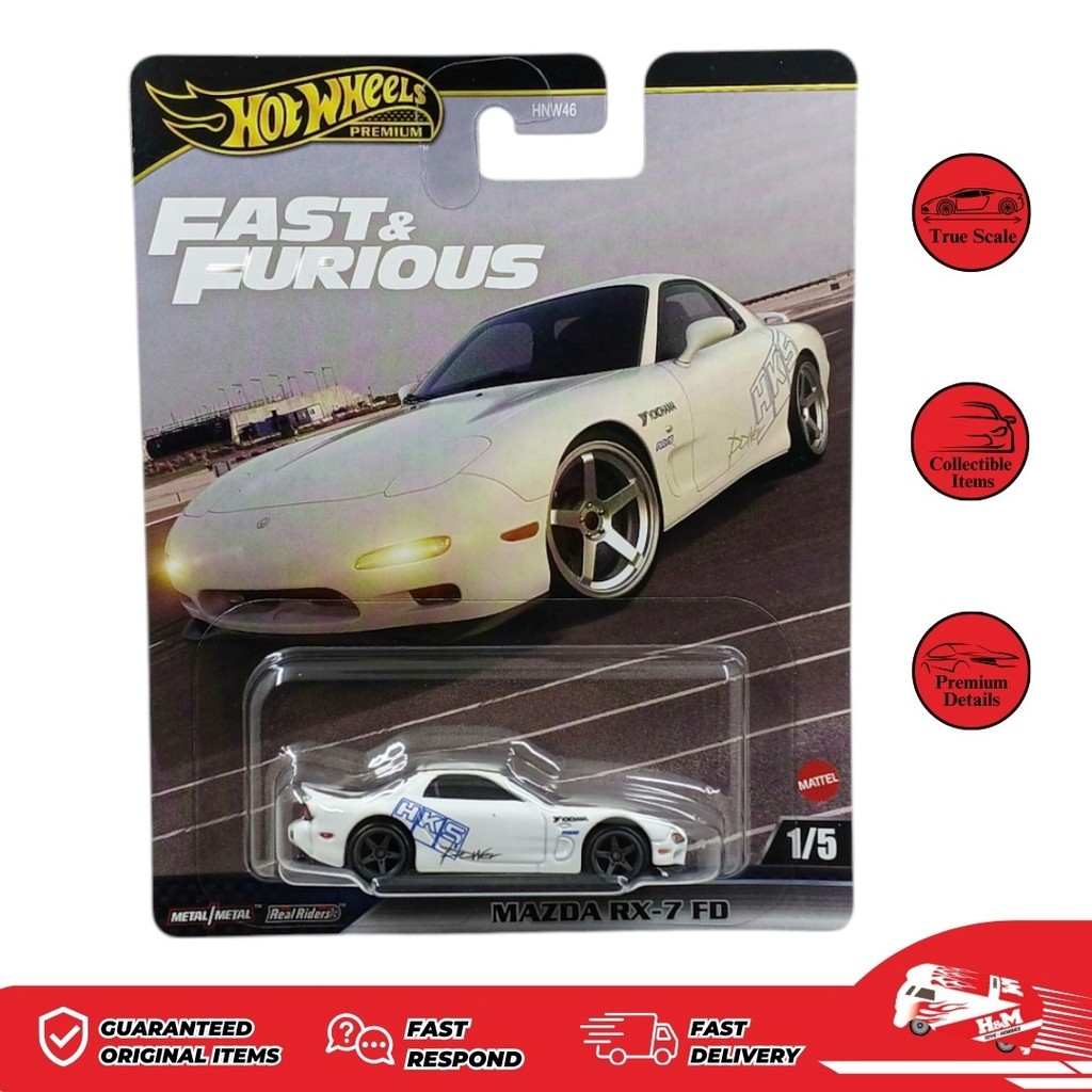 Hot Wheels Premium Fast & Furious Mazda RX-7 RX7 FD White HKS - HNW46-K ...