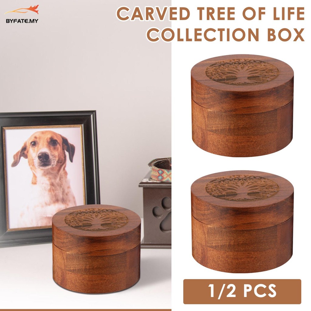 Wood Small Urn Warm Memorial Mini Cremation Box with Tree of Life ...