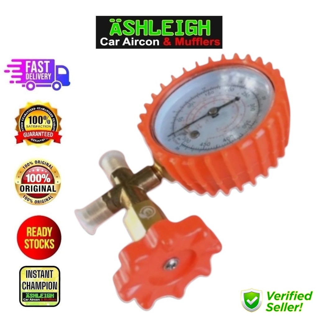 Manifold Gauge SINGLE HIGH SIDE Aircon R22 R134a Discharge Car aircon 3 way valve ...