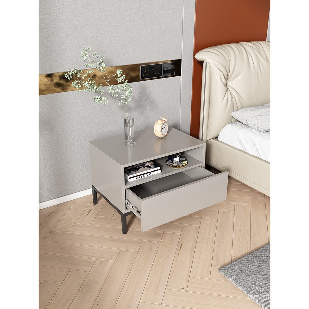 Modern Simple Bedside Table Drawer Cabinet Shelf Bedroom Minimalist ...