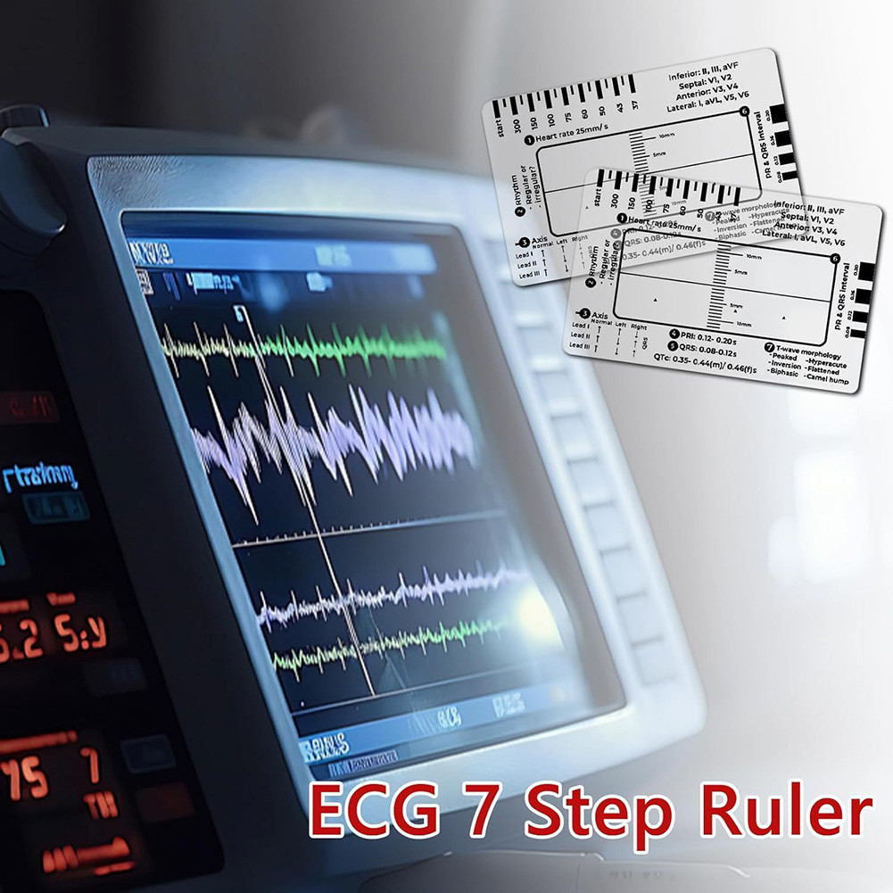 ECG 7 Step Ruler Pocket-Sized EKG Measuring Card ECG Guide Measurement ...