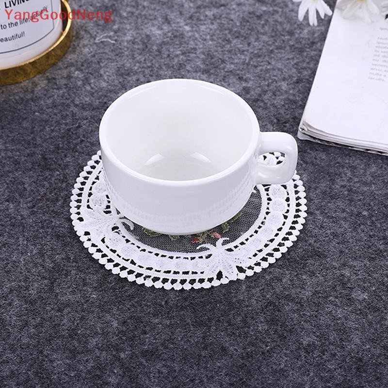 (YGN) 12cm Vintage Lace Coaster Placemat Embroidery Craft Bowls Coffee ...