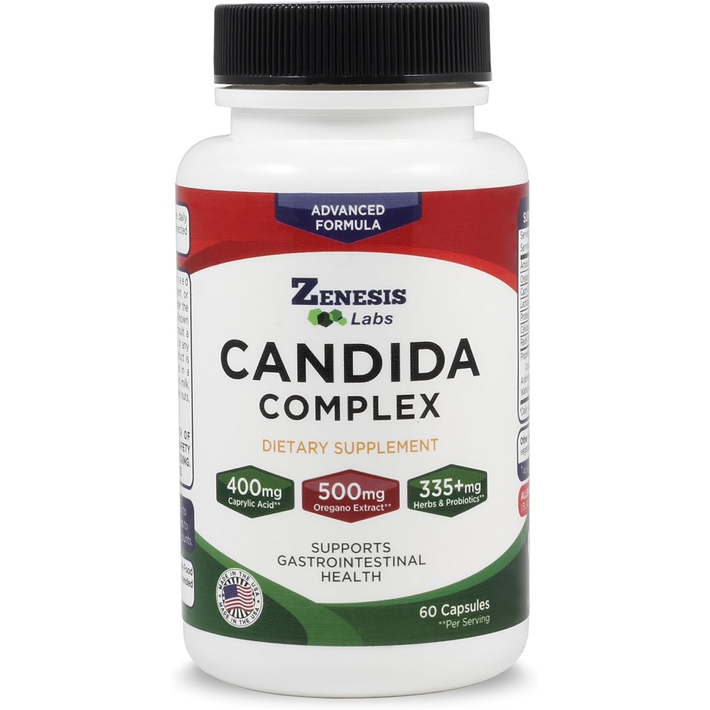Zenesis Labs Candida Complex Cleanse Detox Caprylic Acid Supplement, Oregano Extract, Probiotics ...