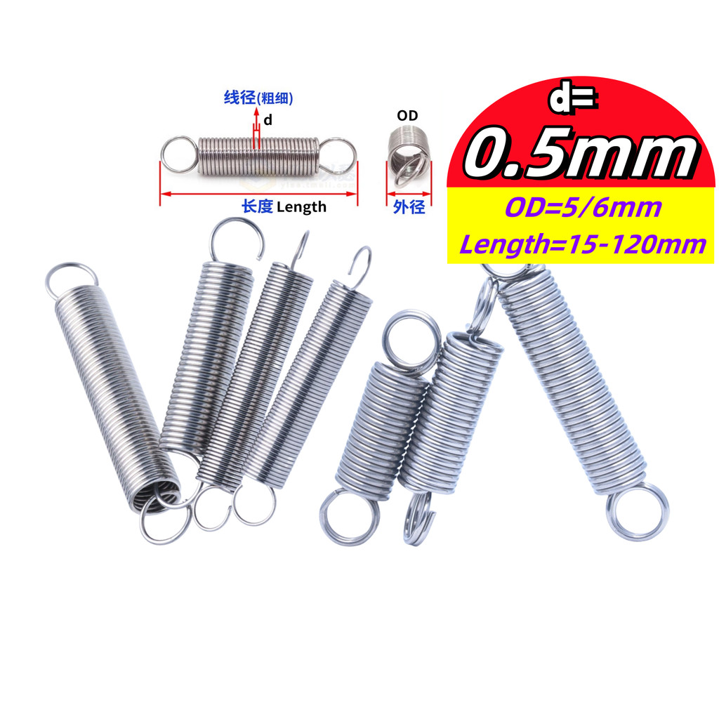 304 stainless steel Tension spring/spring d=0.5mm,OD5/6mm,L=15~120mm ...
