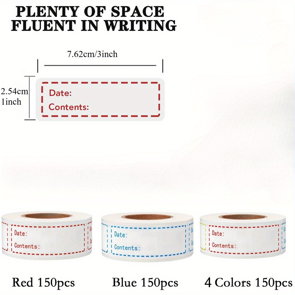 150pcs Removable Freezer Labels, 1 x 3 inch Self-Adhesive Food Storage ...