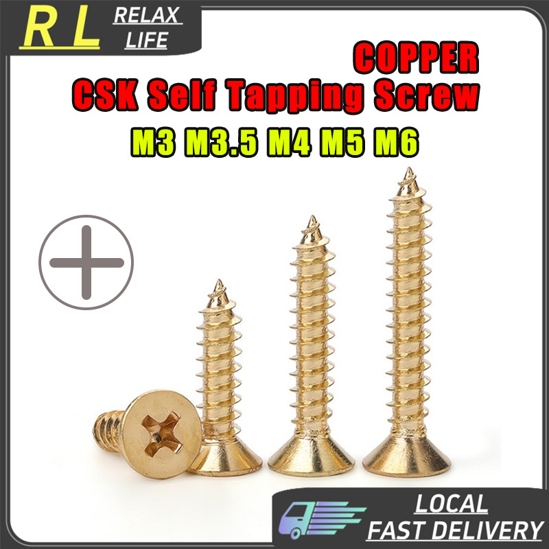 [RL] M3-M6 Copper Phillip Self Tapping Flat Head Screw M4 M5 M3.5 304 ...