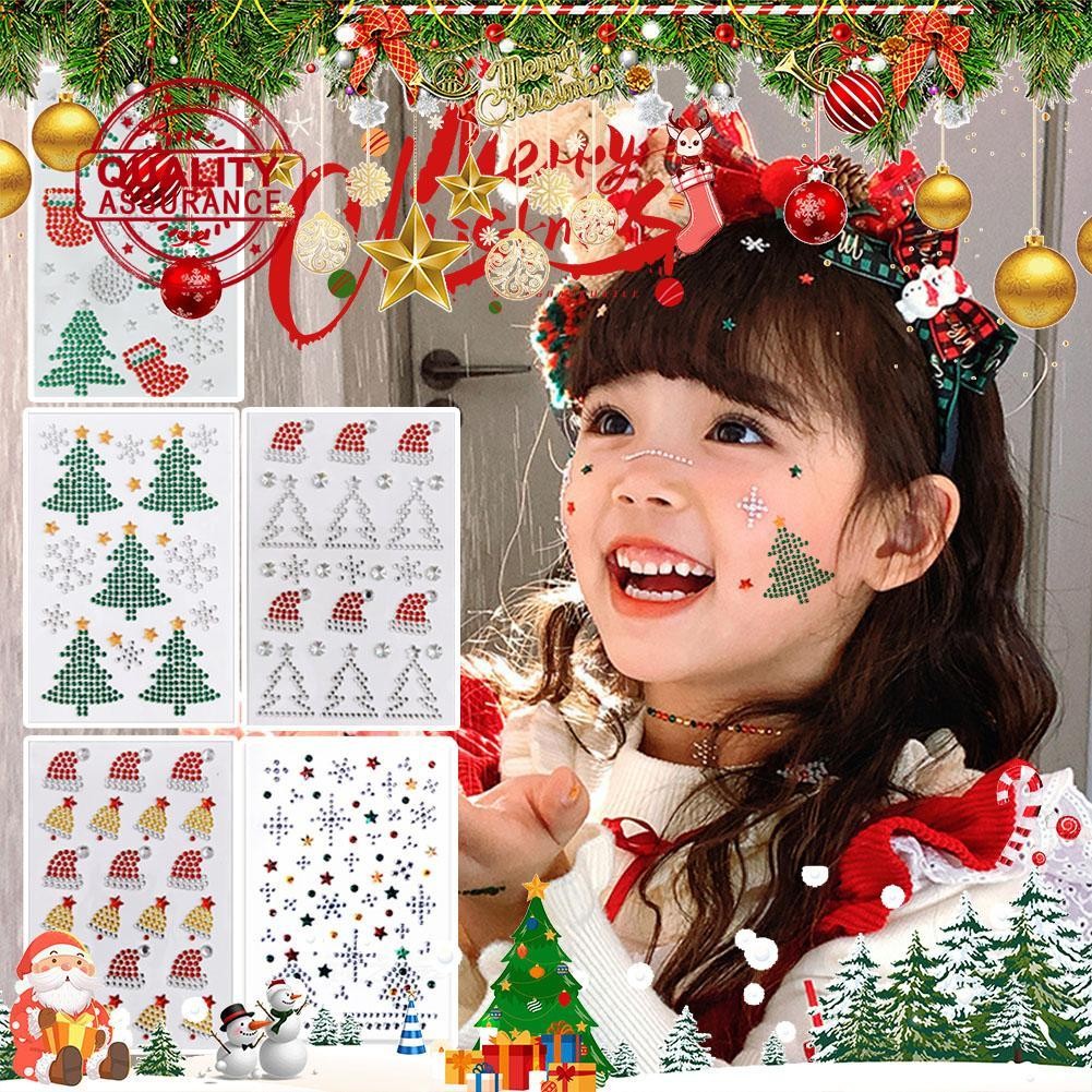 Christmas Snowflake Face Stickers Glitter Children's Tattoo Vibe Makeup ...