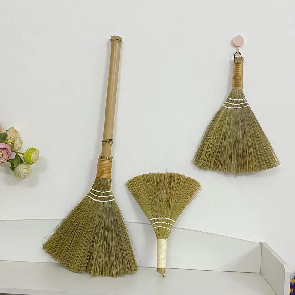 Ins Long Pole Bamboo Pole Miscanthus Woven Broom Living Room Cleaning ...