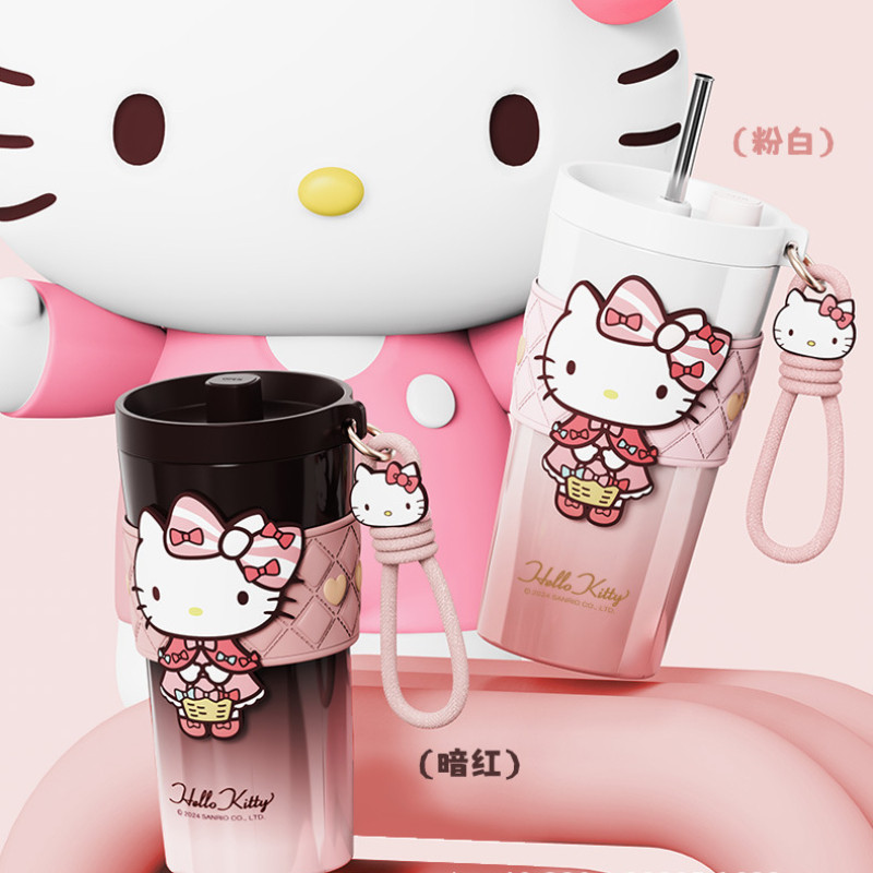 【LUCKY】Hello Kitty 316 Stainless Steel Thermos Cup Large Capacity Cold Storage Car Cup with ...