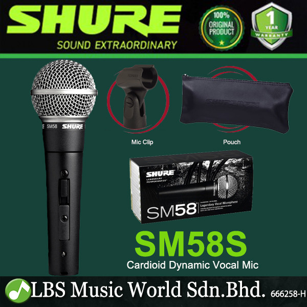 Shure SM58S Handheld Vocal Microphone with On/Off Switch Mic Clamp ...