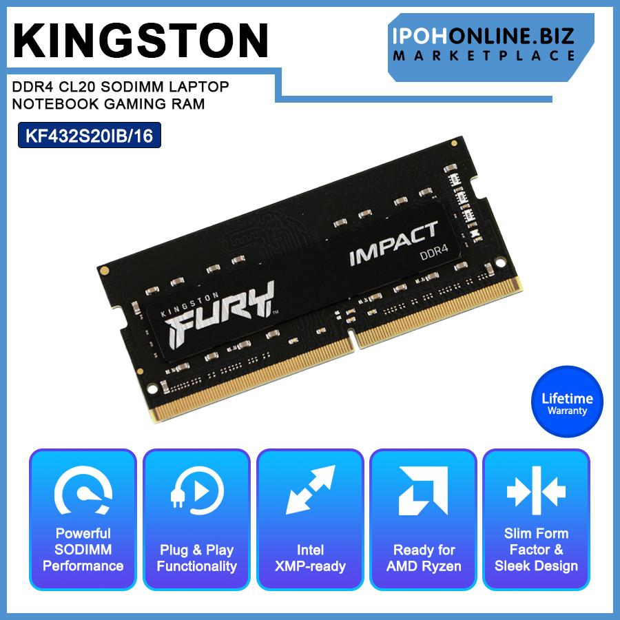KINGSTON FURY IMPACT KF432S20IB/16 16GB 3200MHz DDR4 CL20 SODIMM LAPTOP NOTEBOOK GAMING RAM ...