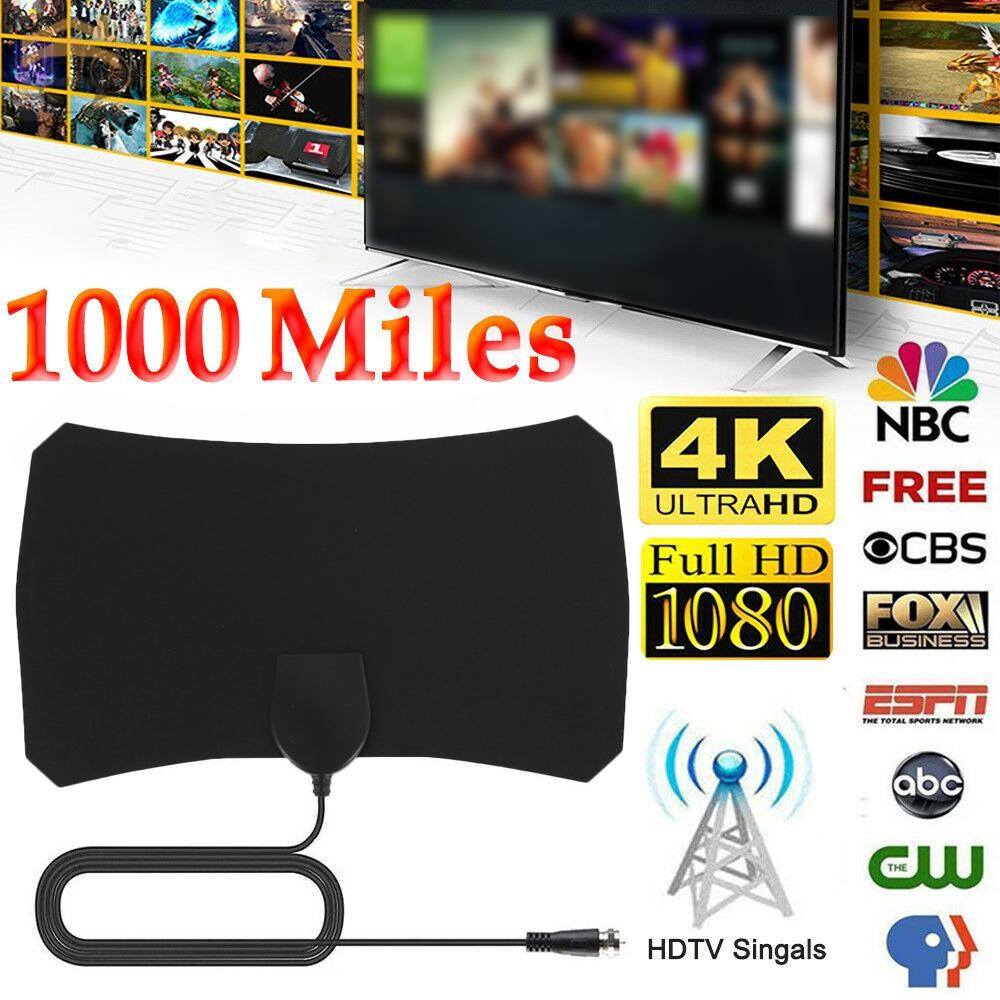 Indoor TV Aerial 1000 Miles HDTV Digital TV Antenna Signal Amplified ...