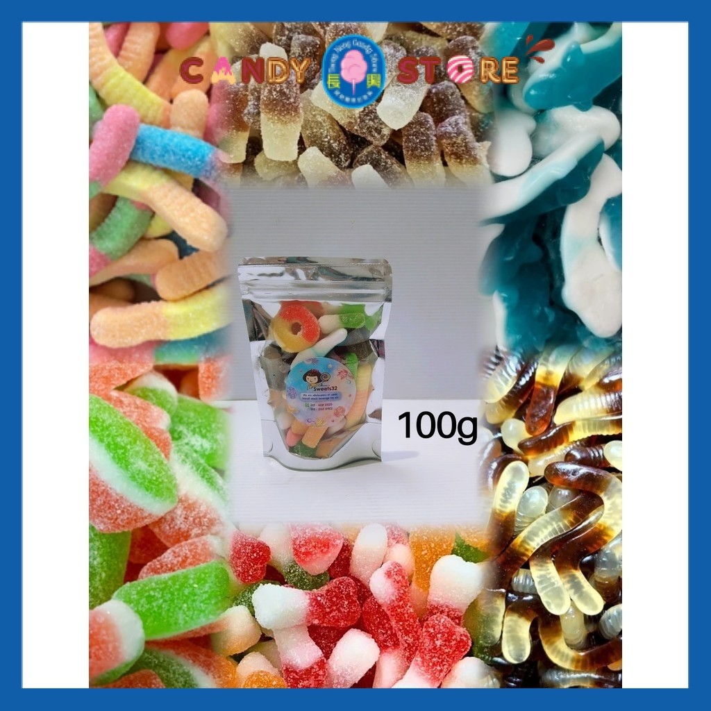 Sweets32【100g】Sour Sweet Gummy Candy Mix Fruit Flavor HALAL (Repack ...