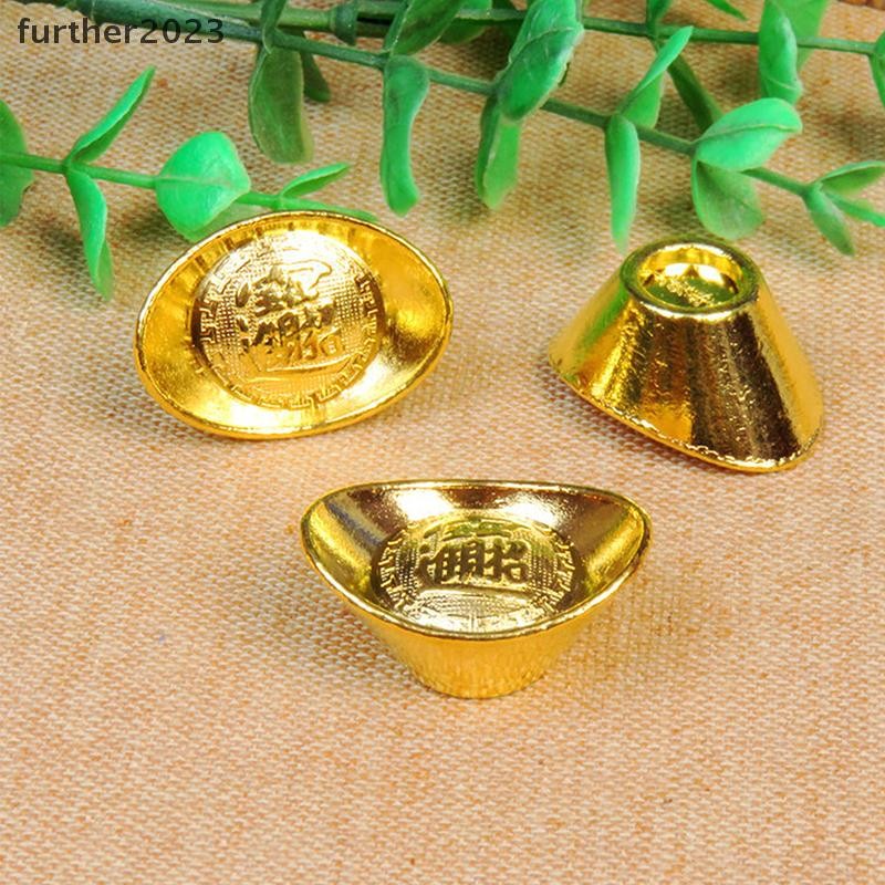 [further] Ingot Gold Chinese Yuan Bao Wealth Golden Statue Ingots Decor ...