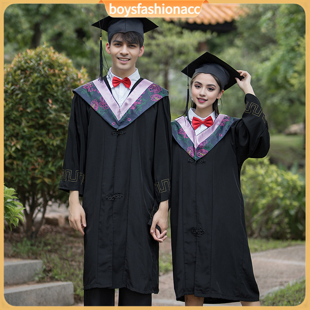 BFSN Bachelor Uniform with Hat V Neck Knee Length Long Sleeve Hidden ...