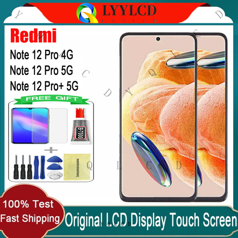 Original AMOLED Redmi Note 12 Pro 4G 5G Note 12 Pro Plus 5G LCD Display Touch Screen With Frame ...