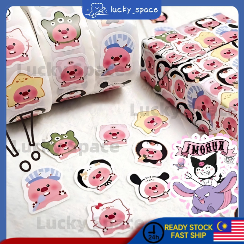 500pcs/Roll Loppy Kuromi Capybara Sealing Sticker Tapes Cartoon Pororo ...