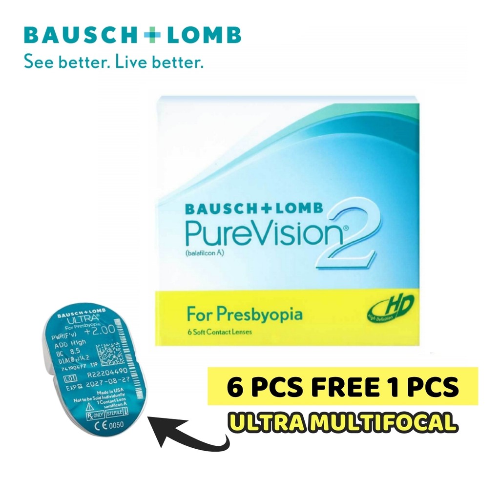 (6 pcs + 1 pcs Ultra Multifocal) Bausch & Lomb Pure Vision 2 Multifocal ...