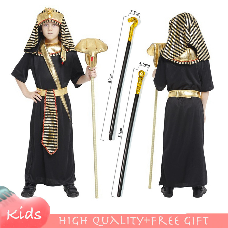 Tradtional Egypt Pharaoh Cosplay Costume For Kids Boy Golden Headwear ...