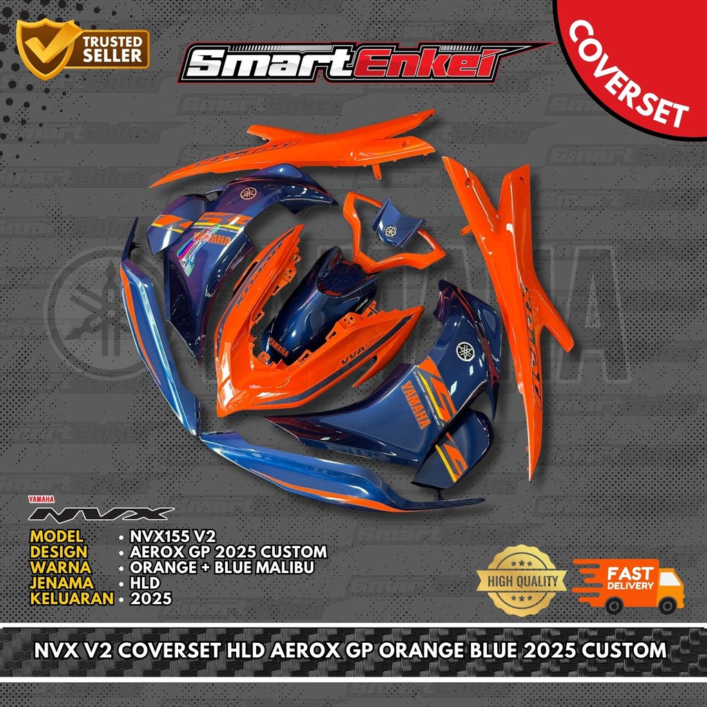 HLD-NVX V2 COVERSET AEROX GP ORANGE BLUE 2025 CUSTOM HLD | Shopee Malaysia