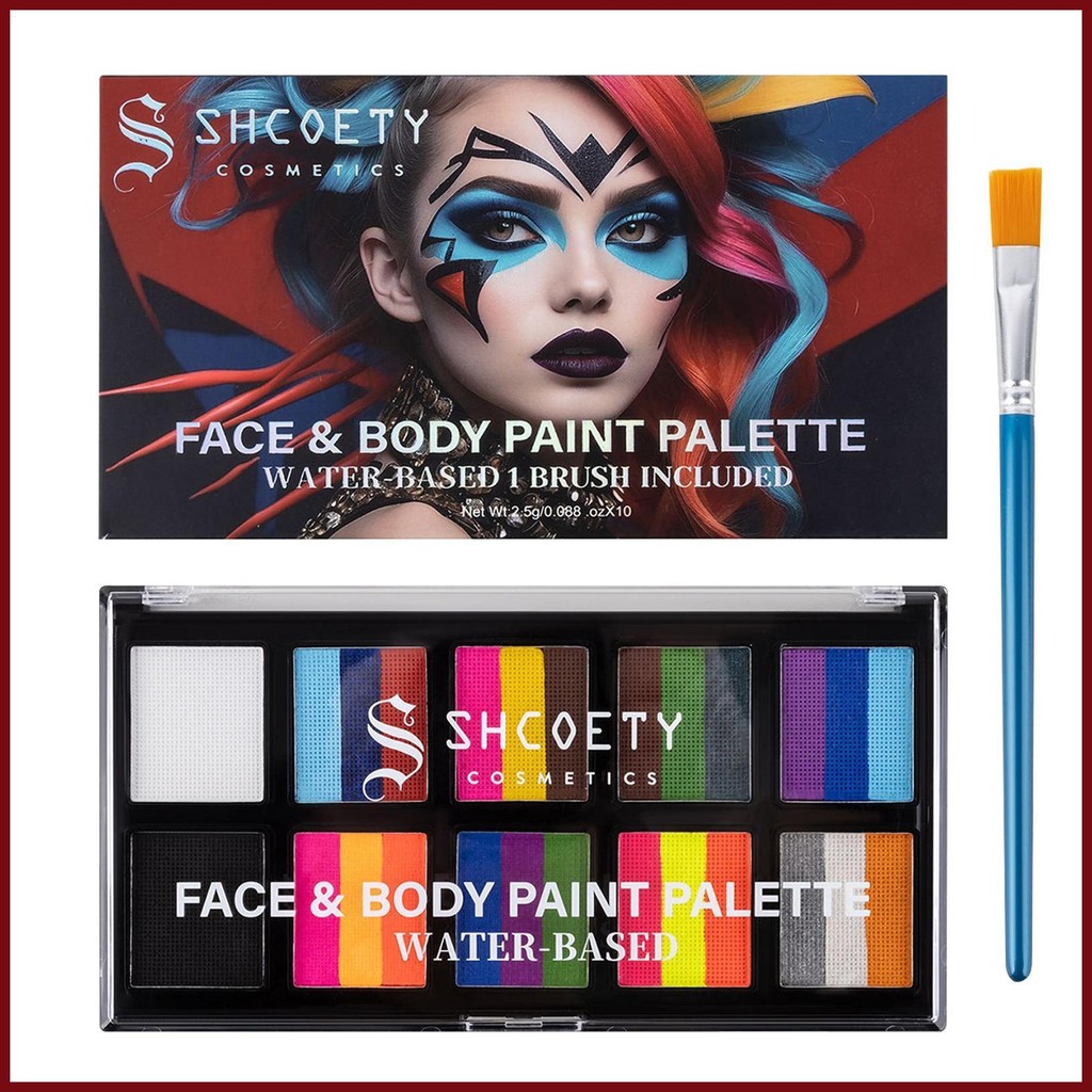 Face Paint Palette Make Facial Painting Set With 10 Grids Sweat-Proof ...