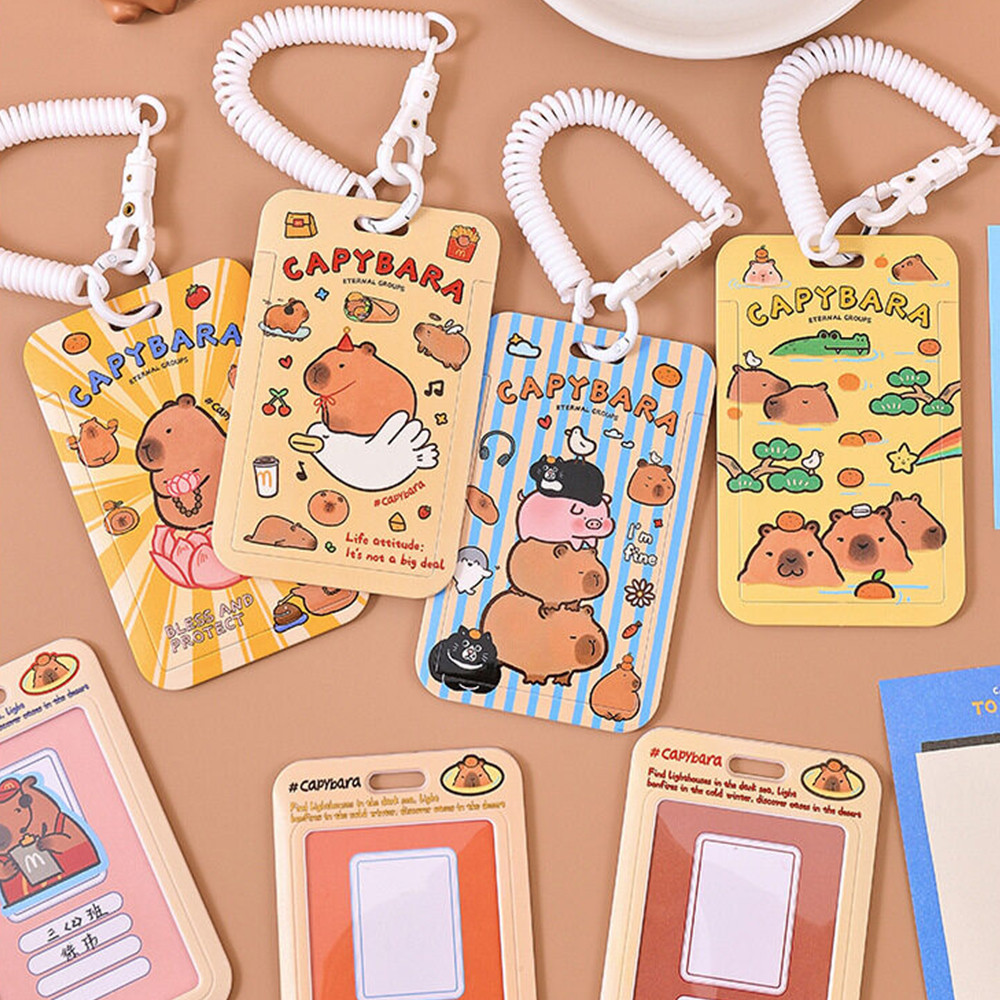 Cute Capybara Lanyards for ID Badges Id Holder Badges, Cartoon Flat ...
