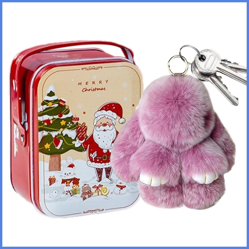 Bunny Plushies Stuffed Key Ring Cute Plush Animal Bag Charm with Metal ...