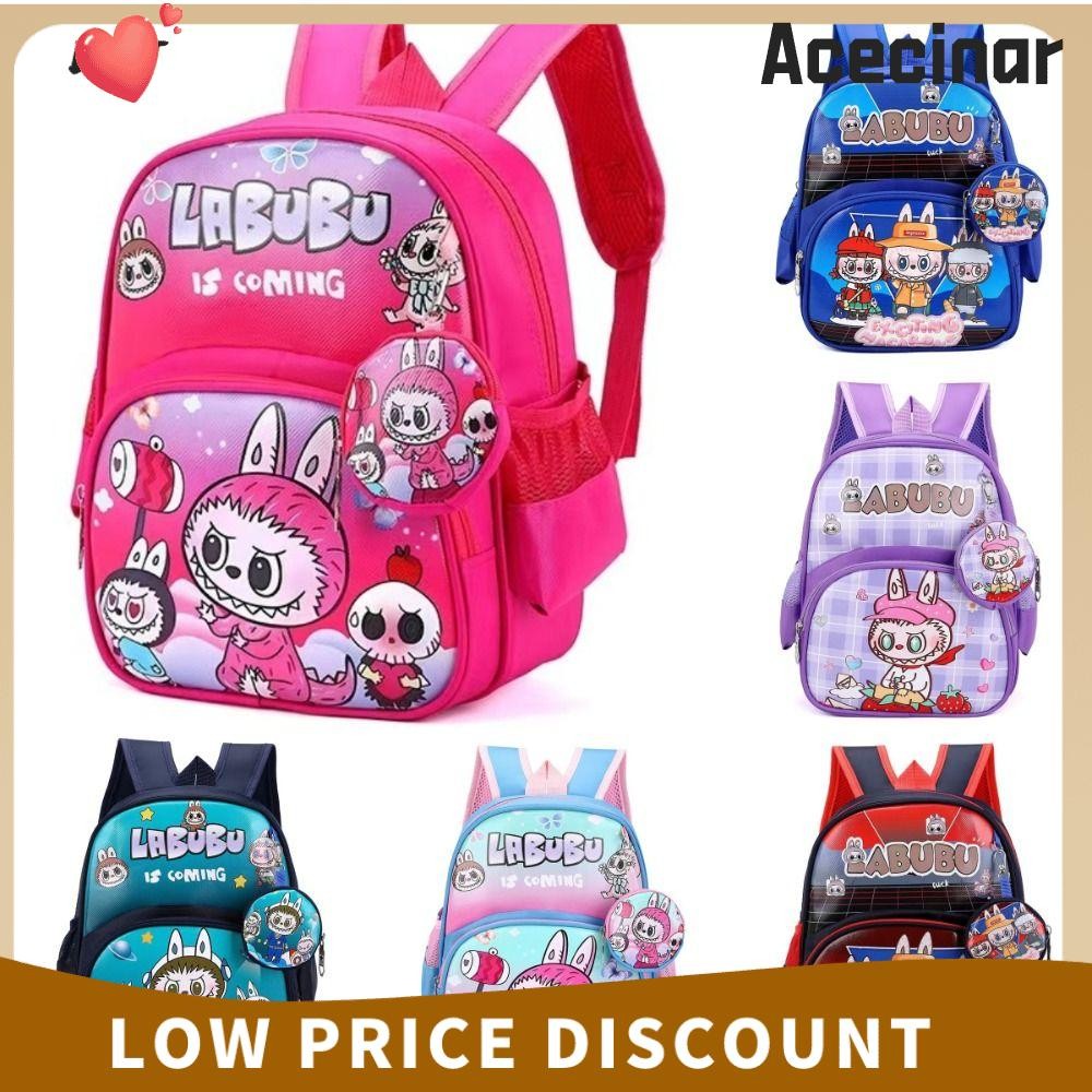 ACECINAR Labubu Children's Backpack, Cartoon Large Capacity School Bags ...