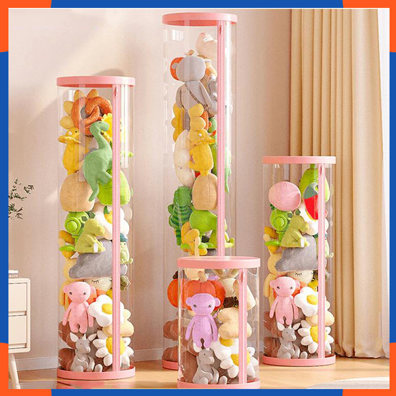 Zipper Doll Storage Tube PVC Plush Toy Doll Bucket Transparent ...