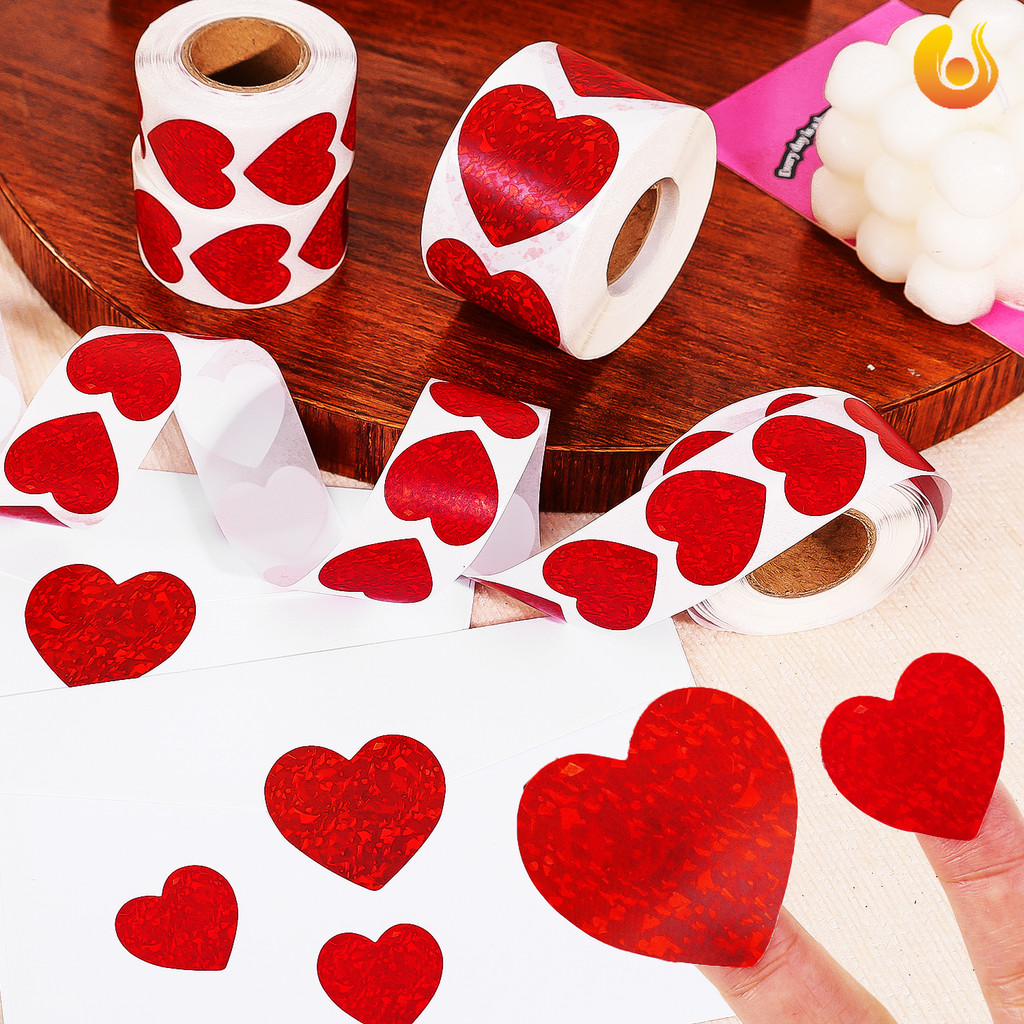 500Pcs Sparkle Red Heart Stickers - Valentine's Day Envelope Sealed ...