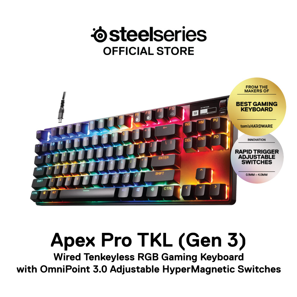 SteelSeries Apex Pro TKL Wired RGB Tenkeyless Gaming Keyboard With ...