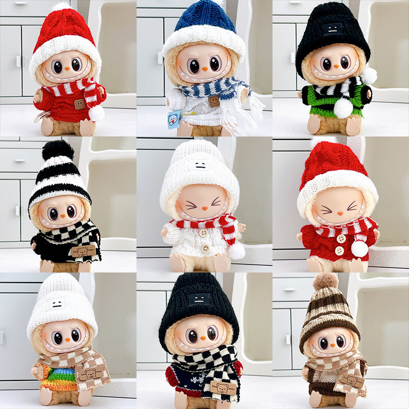 Labubu V2 Clothes Set Christmas Sweater Scarf for Labubu Have A Seat ...