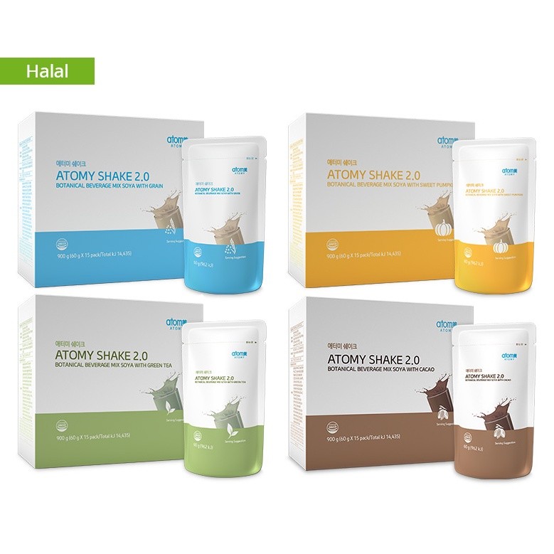 🔥READY STOCK🔥 Atomy Shake 2.0 Botanical Beverage Mix Soya Green Tea / Grain / Cacao / Sweet ...