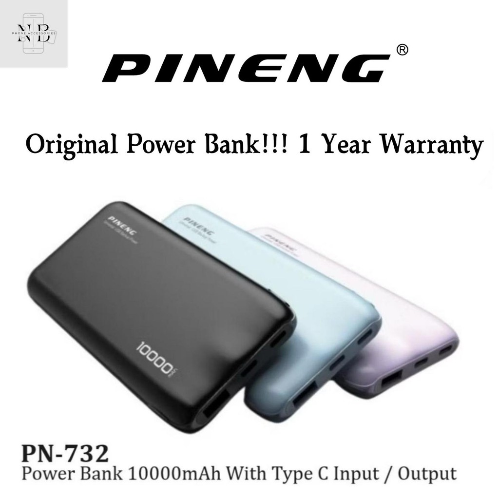 PINENG PN-732 10000mAh ORI Lithium Polymer Power Bank Type C Input ...
