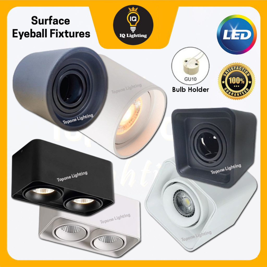 LED Surface Spotlight Eyeball Fitting GU10 Holder 1 Head 2 Head Surface ...