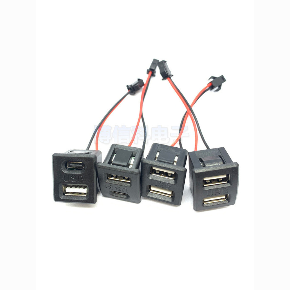 Typec USB Female Socket Dual Socket Modified Lamp Charging Socket Power ...