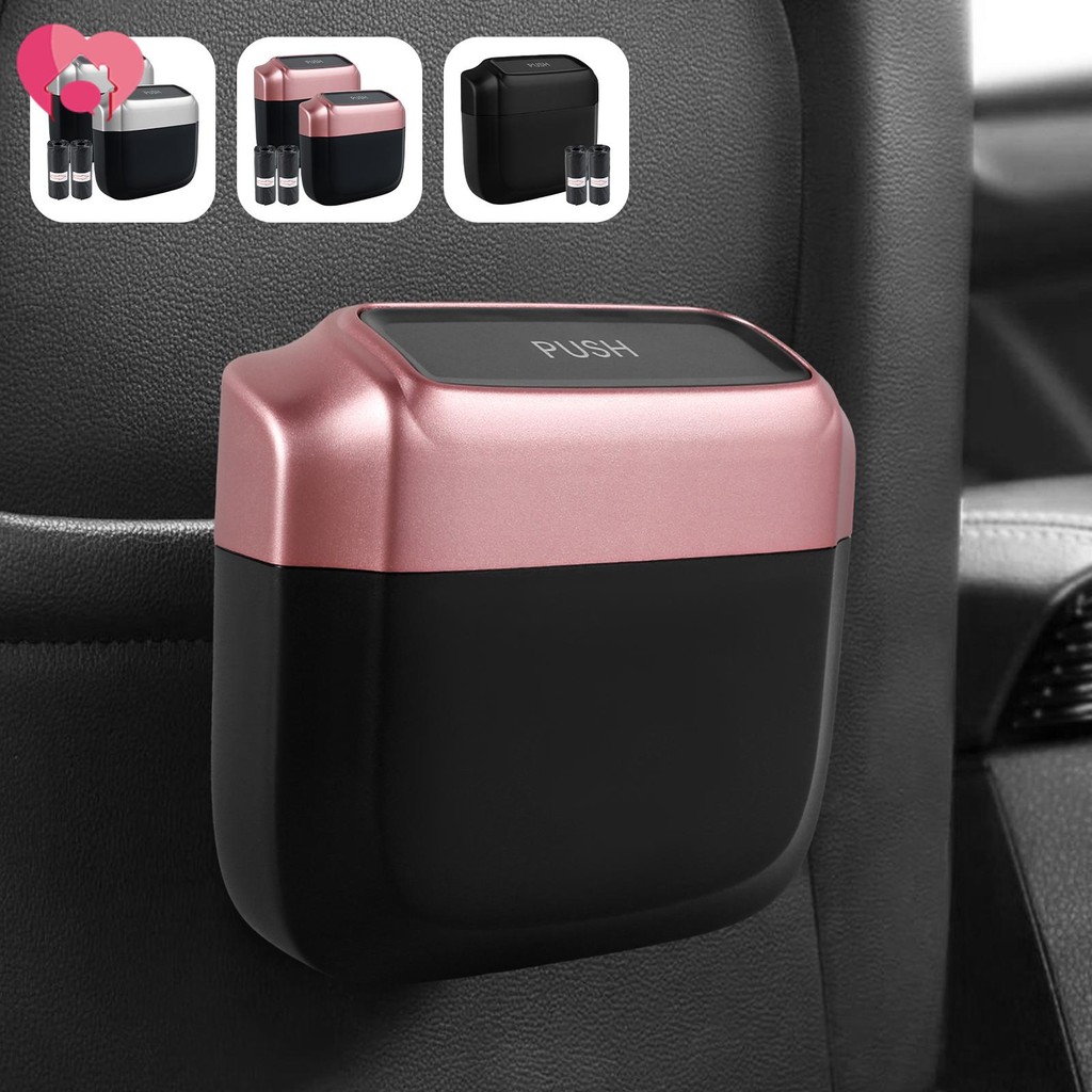 1/2Pcs Car Trash Can with Lid Leakproof Car Garbage Bin Waterproof Mini ...