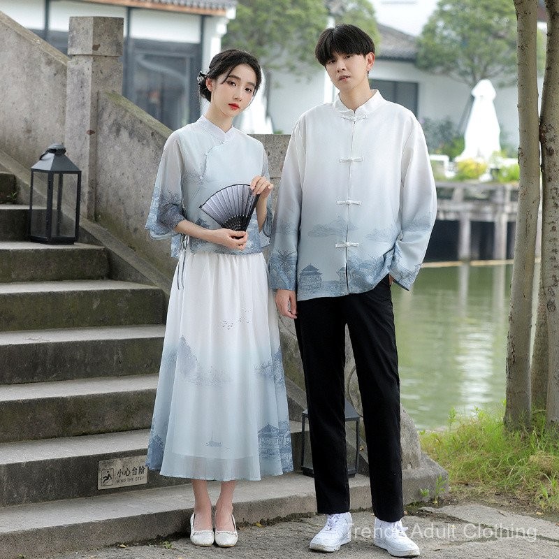 Chinese Style Costume Couple Costume Hanfu CNY Republic of China Couple ...