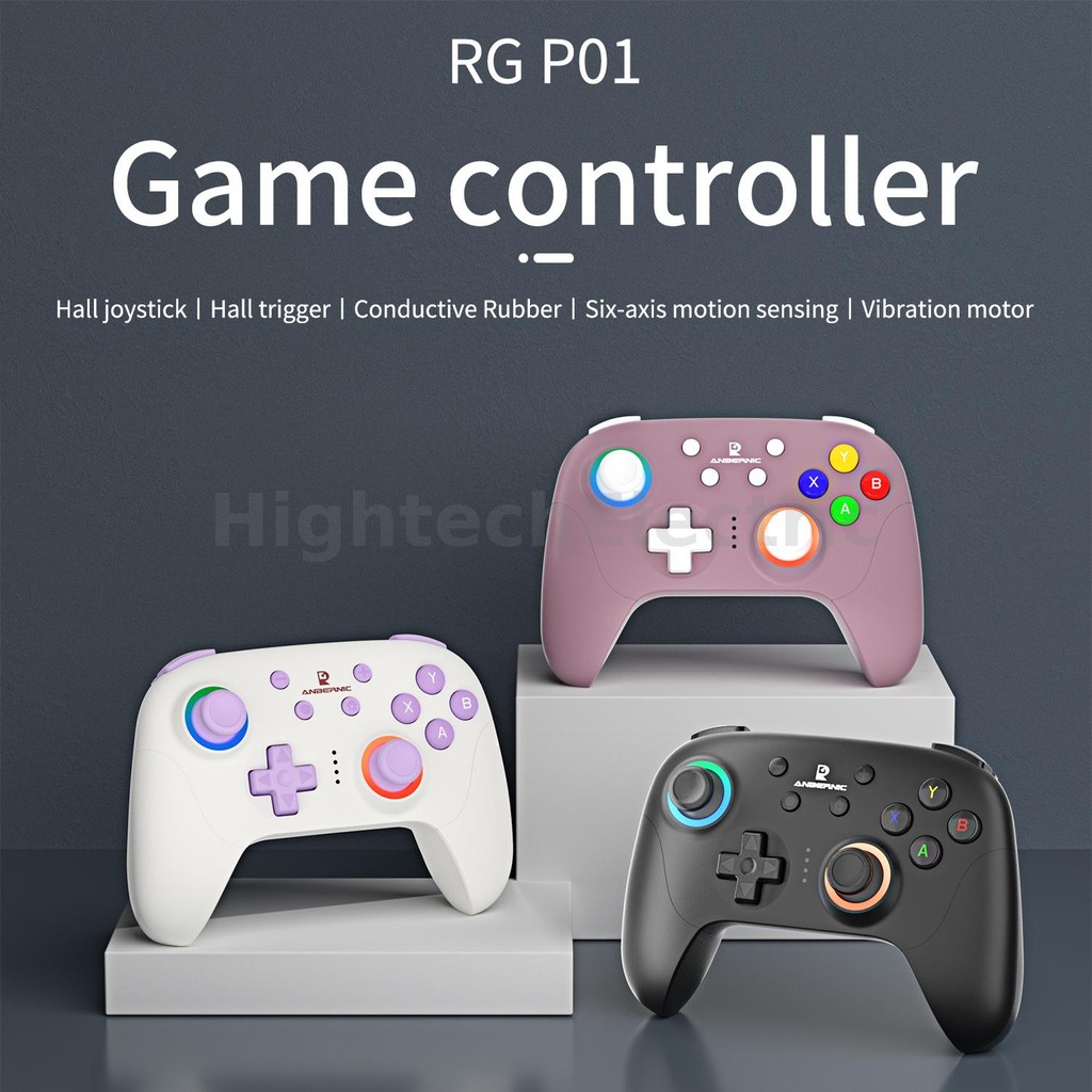 ANBERNIC RG P01 Tri-mode Wireless Game Controller Six-axis Hall Joystick and Trigger Gamepad RGB ...