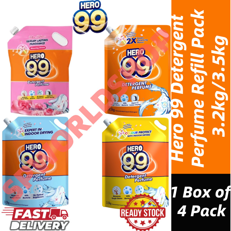 READY STOCK HERO 99 DETERGENT PERFUME REFILL PACK 3.2KG/3.5KG 1 Box Of ...