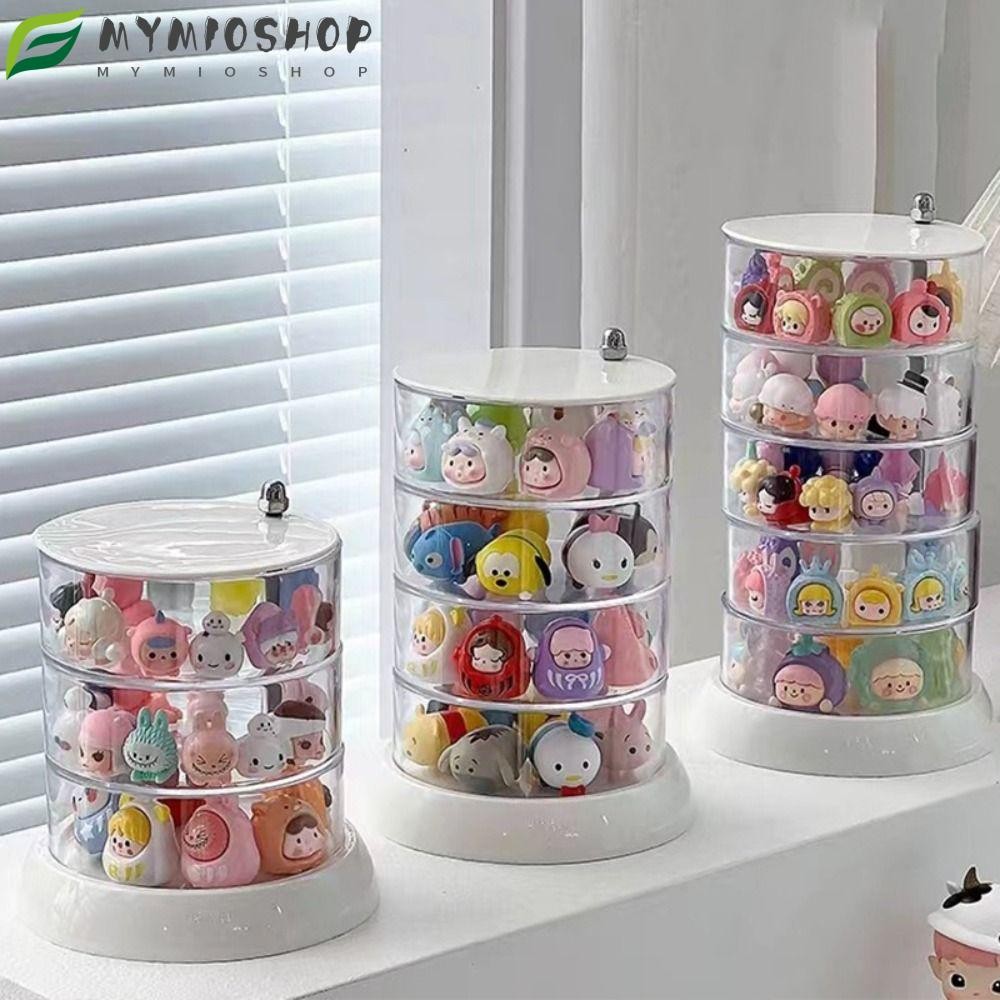 MIOSHOP Pop Bean Display Rack, Pop Mart Multi-layer Figurine Display Box, With Cover 360 ...