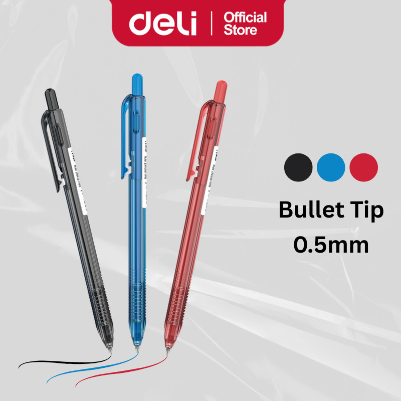 Deli Retractable Ballpoint Pen 0.5mm Smooth Writing AS & POM Material ...