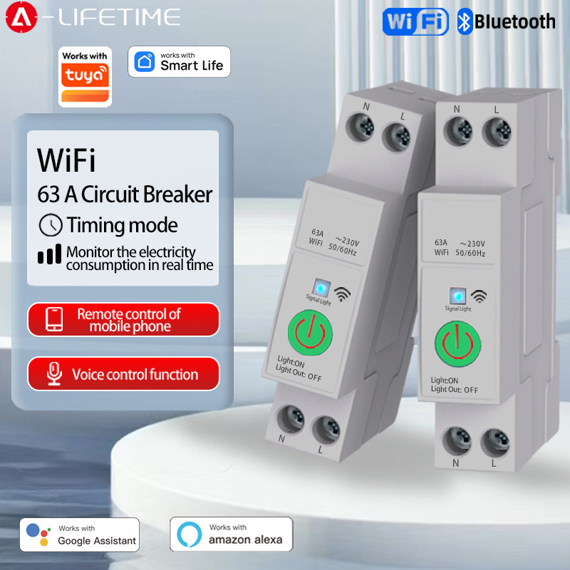 Tuya WiFi Smart Circuit Breaker 1P+N 63A Switch Energy Meter Kwh ...