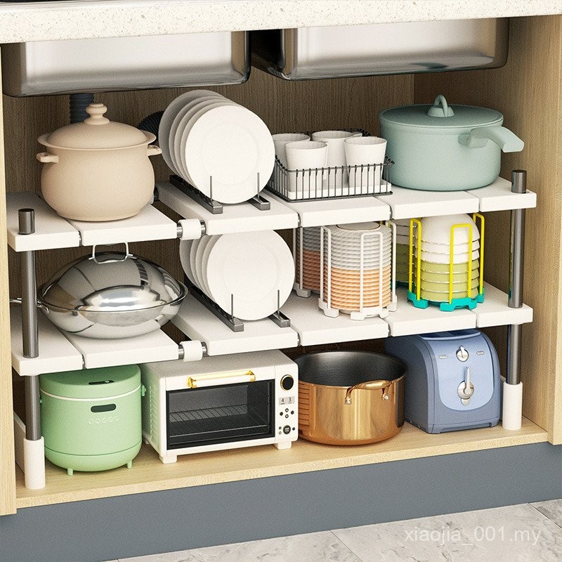 Kitchen Retractable Sink Rack Cabinet Layered Rack Kitchen Cabinet ...